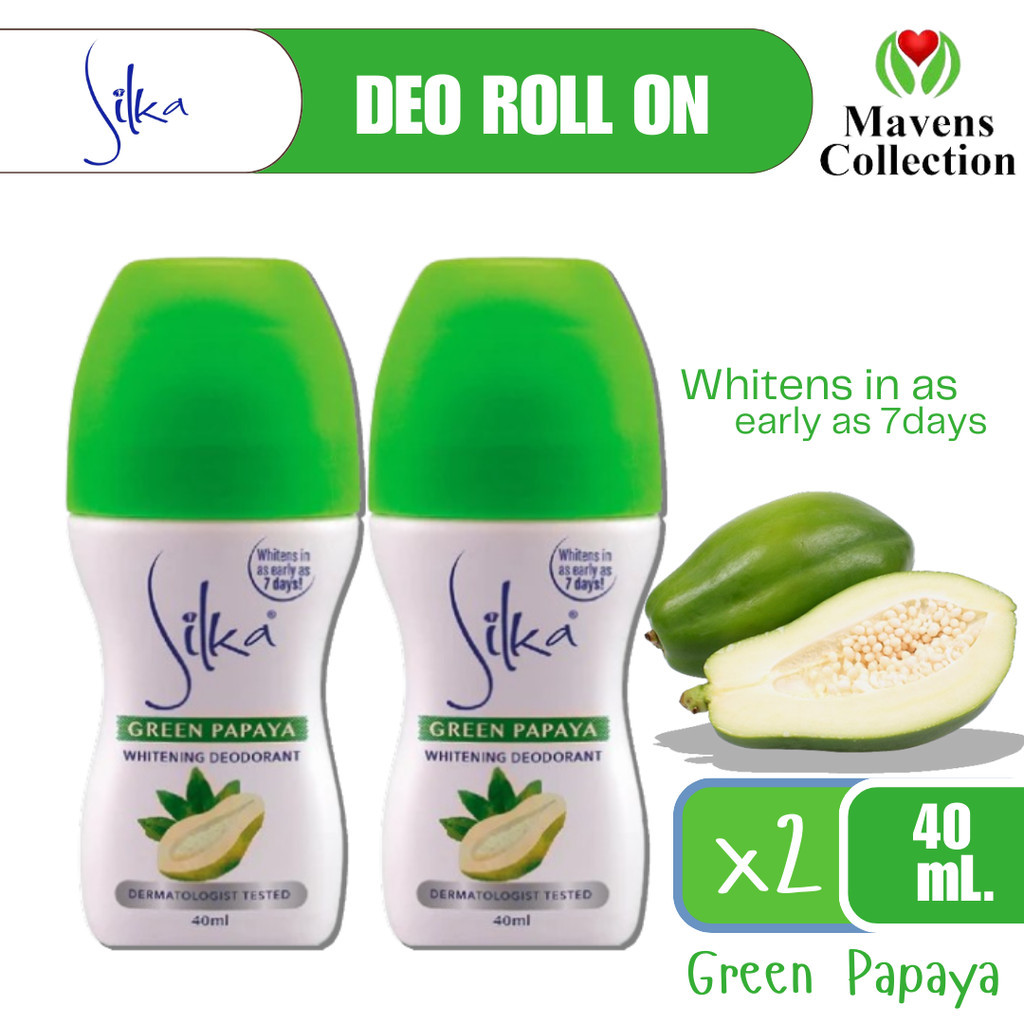 SILKA Green Papaya Whitening Deodorant 40ml (Set of 2) by Mavens Collection | Shopee Philippines