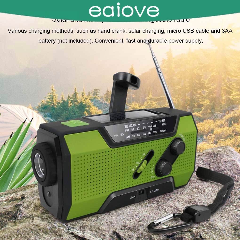 Portable Solar Emergency Radio with Flashlight Camping Traveling Hand ...