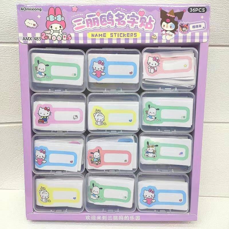 Sanrio Cartoon Name Stickers Mymelody Kuromi Cinnamoroll Pochacco Name ...