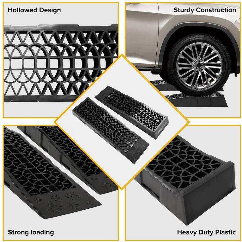 1 Pair Heavy-Duty Plastic Car Ramps – Portable Vehicle Service Ramps ...