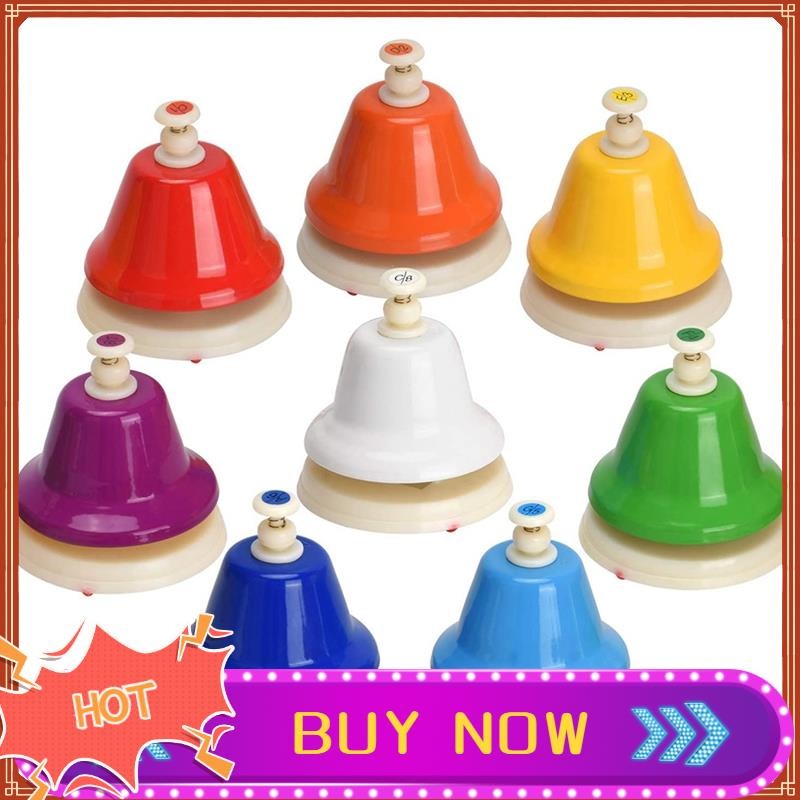 Desk Bells, 8 Notes Diatonic Metal Hand Bells, Rainbow Music Bells ...