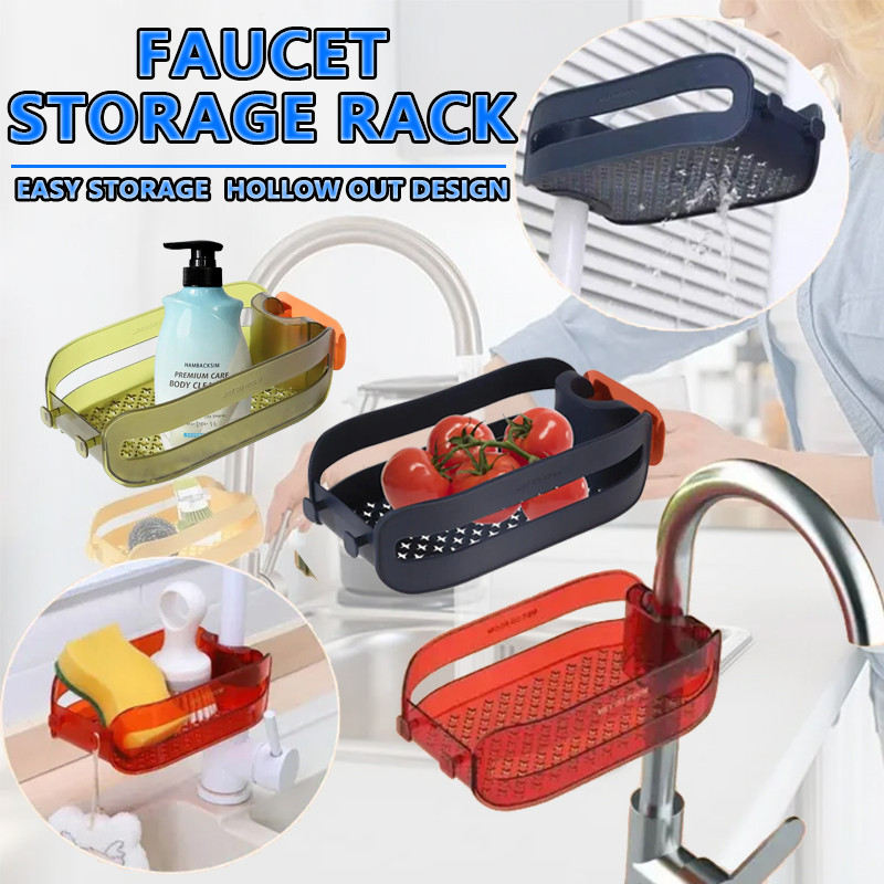 Kitchen sink sorting rack faucet hanging non punching bracket drainage ...