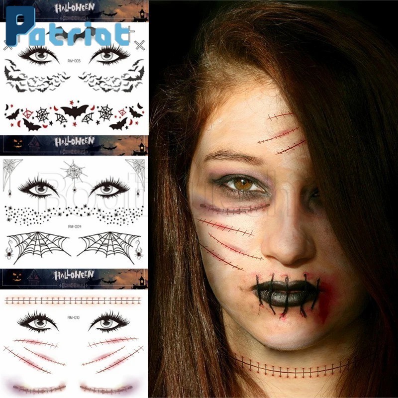 Halloween Temporary Tattoo Sticker - Makeup Party Face Fake Tattoo ...