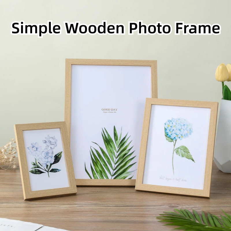 4R Photo Frame Natural Wooden Home Decor Wall Decor Picture Holder Art ...