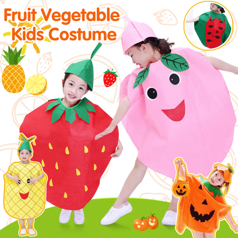 Kids Fruit Vegetable Costume 100-140CM Cute Children Cartoon Party Cosplay Costume Pretend Game ...