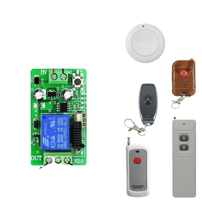 12V remote control switch single-way inching 1-way learning relay ...