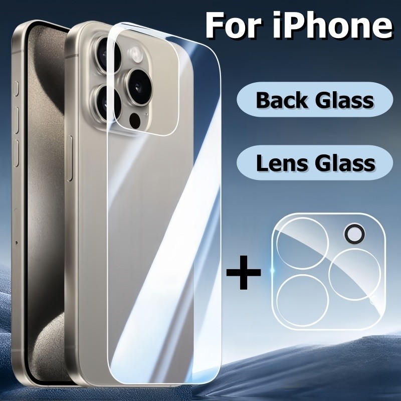 Back + Camera Lens Tempered Glass Screen Protector Full Cover Clear ...