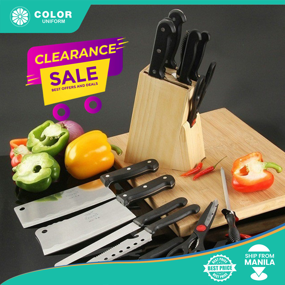 Clearance Mega Sale Stainless Steel Kitchen Knife Set with Wood Stand ...