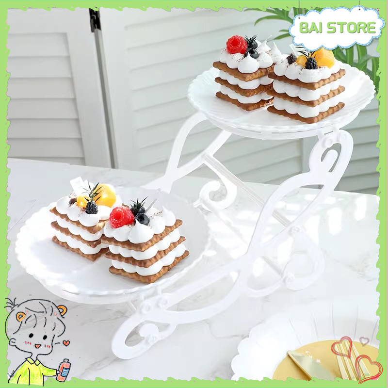 2 Tier Dessert Table Display Rack Display Table Rack Snack Cake Tray ...