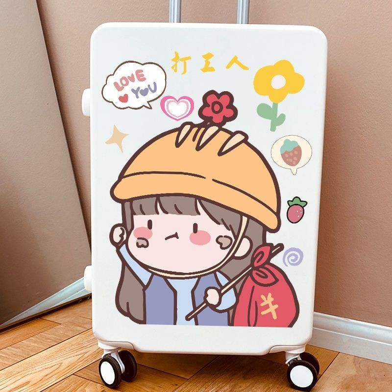 Cartoon Cute Luggage Stickers Influencer Worker Suitcase Notebook ...