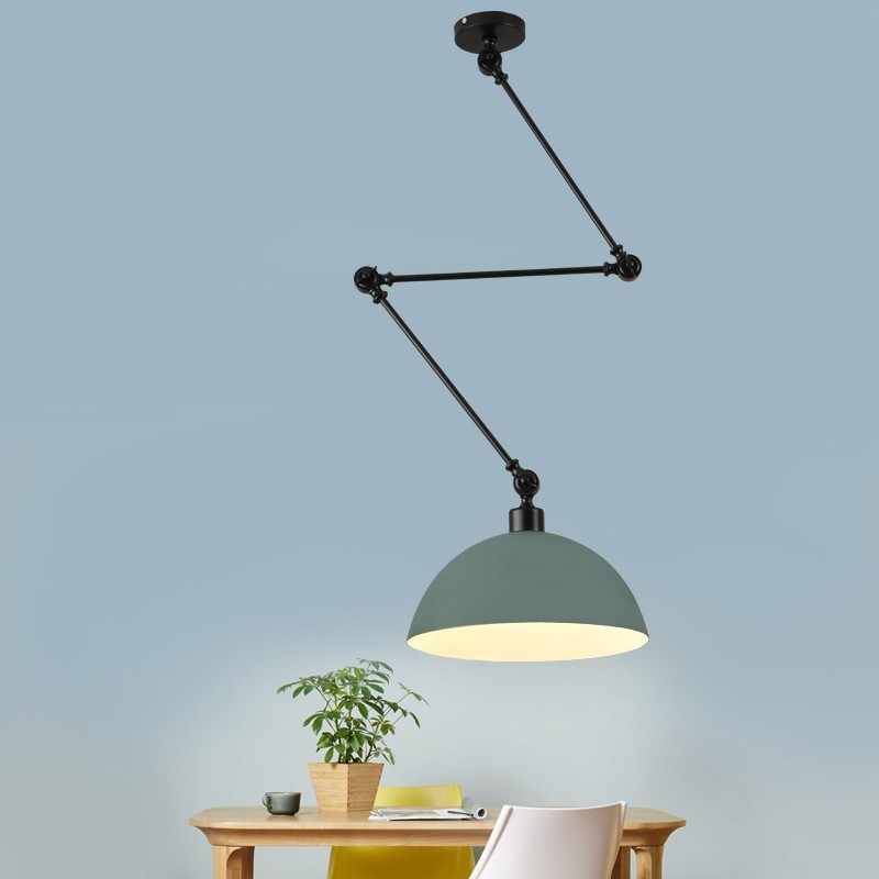 Macaron Industrial Style Adjustable Swing Arm Pendant Light With Metal ...