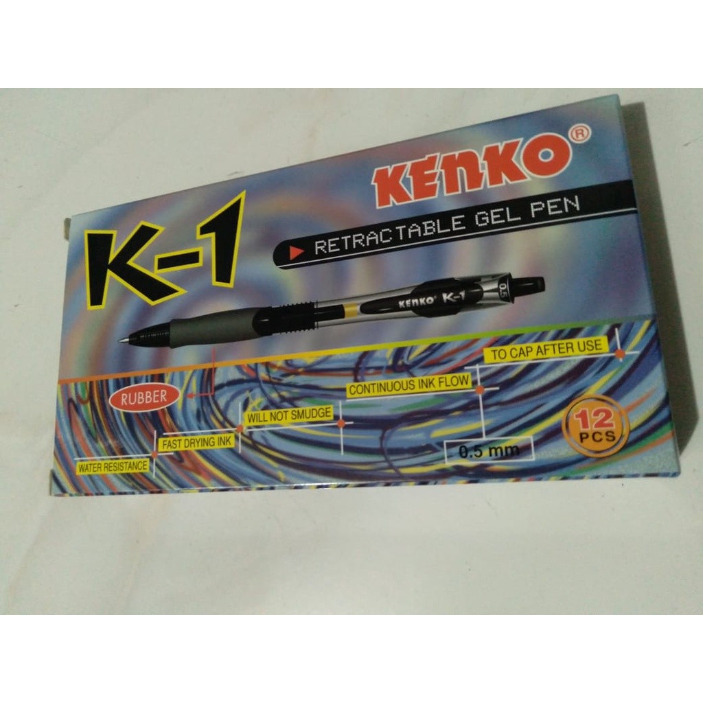 HITAM Original Kenko K-1 0.5mm Black Gel Pen (1 dozen) | Shopee Philippines