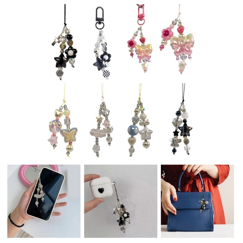 HIK Y2K Phone Charm Keychain Star Flower Phone Chain Strap for Women ...
