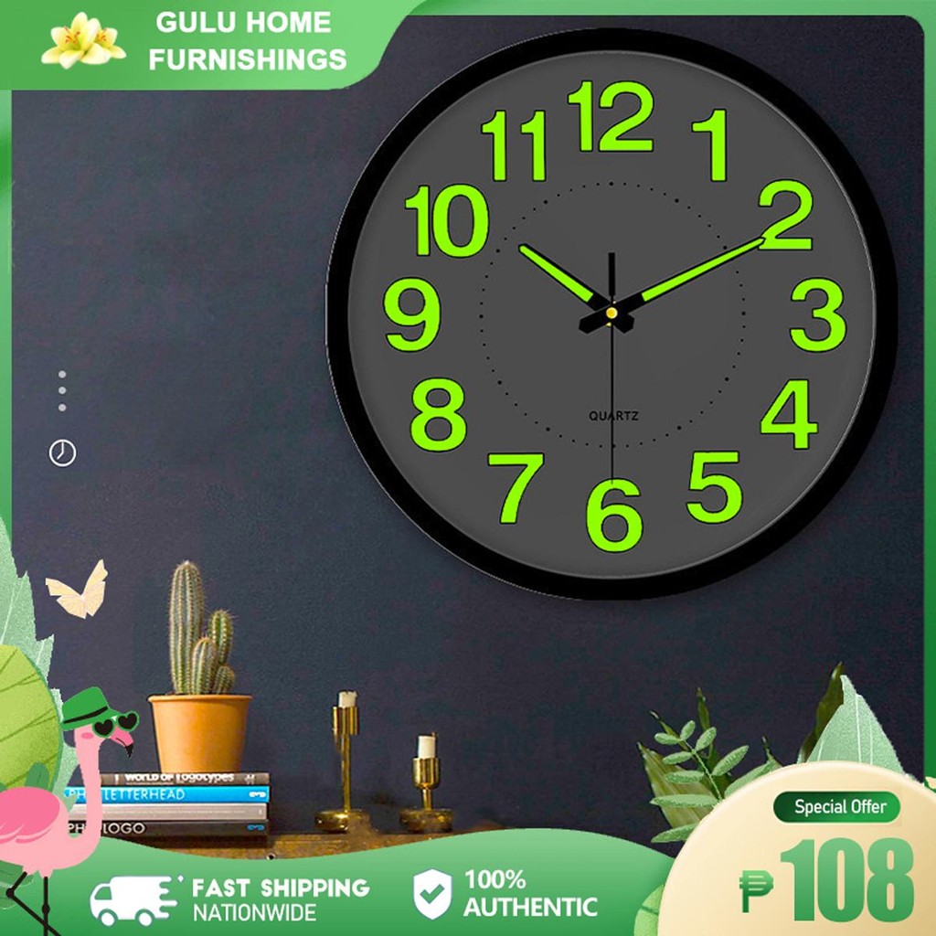 【Super Discount】12 Inches Wall Clock Luminous Glow In The Dark ...
