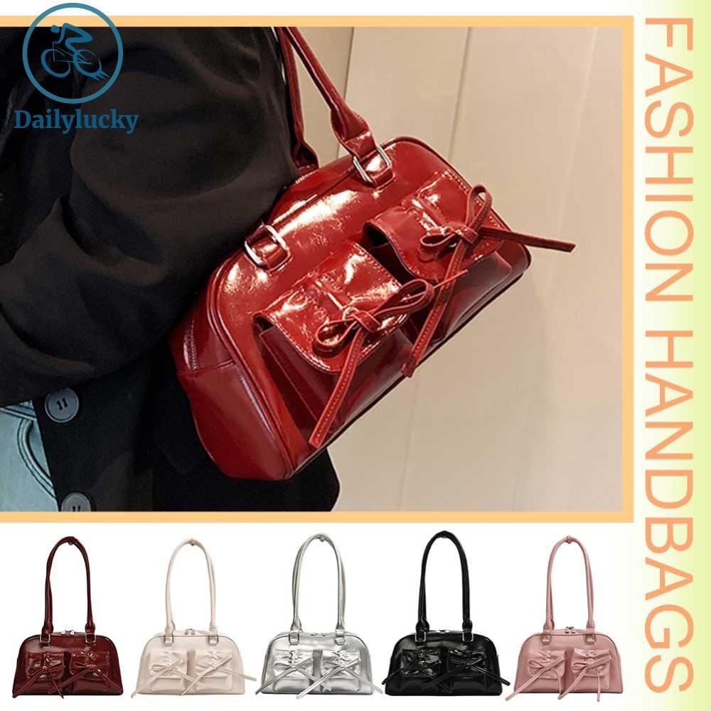 Women Casual Armpit Bag with Bow PU Leather Daily Commuting Bag Chic ...