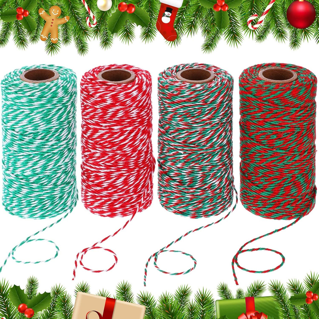 100M/Roll Cotton Bakers Twine String Cord Rope Two-color Cotton Craft ...