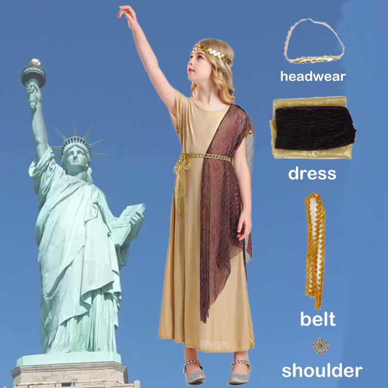 Statue of Liberty Costumes for Girls Halloween Children Ancient Greek ...