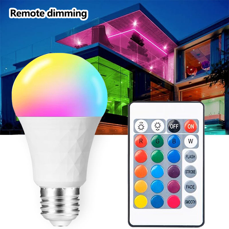 LED Light E27 RGB Lamp LED Bulb RGBW Bulb 16 Colors Dimmable Bulb with ...
