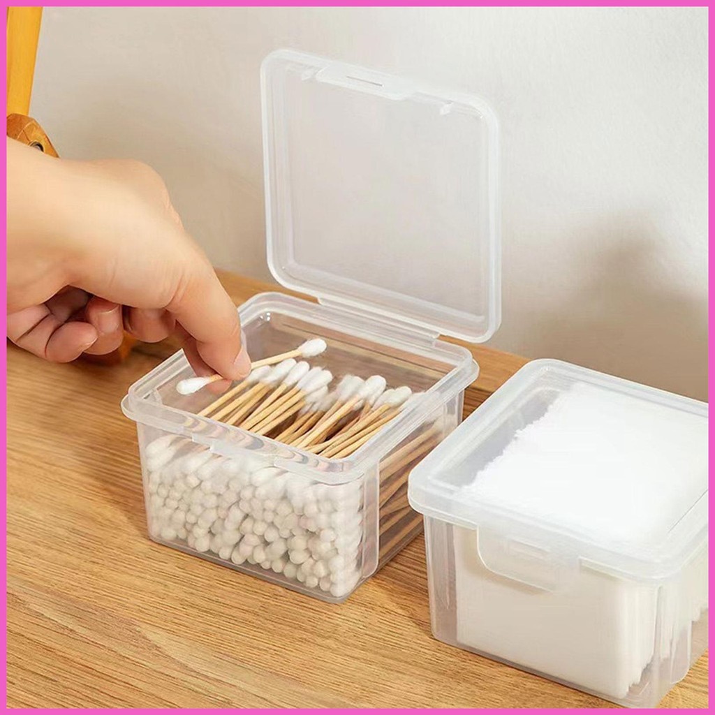 Q Tip Storage Container with Lid Makeup Cosmetic Storage Case Cotton ...