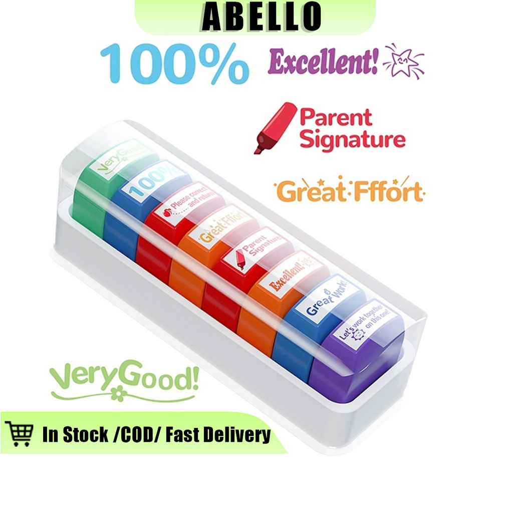 School Stamp 4/6/8pcs Automatic Inking Colorful Sets Encourage Student ...