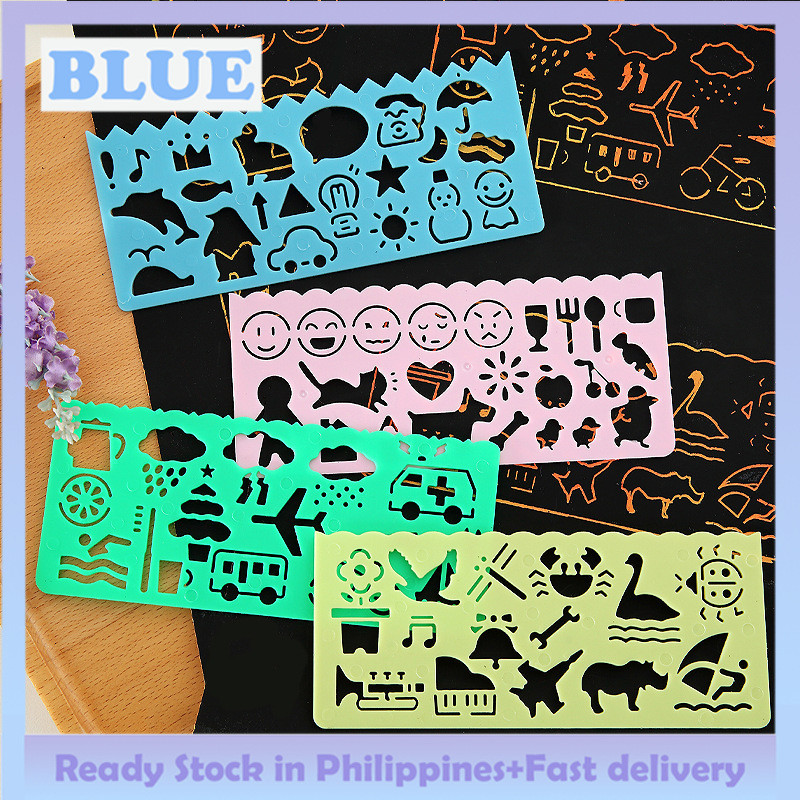 4-piece creative children's drawing ruler fun plastic drawing template ...