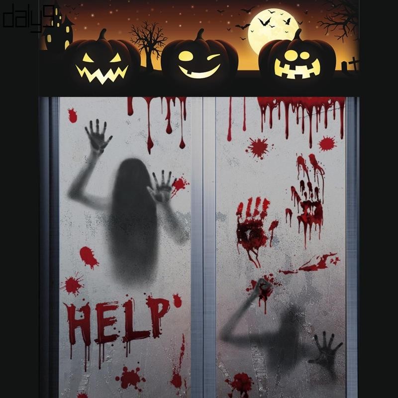 dal Scary Window Clings Creepy Decal Static Clings Removable Halloween ...