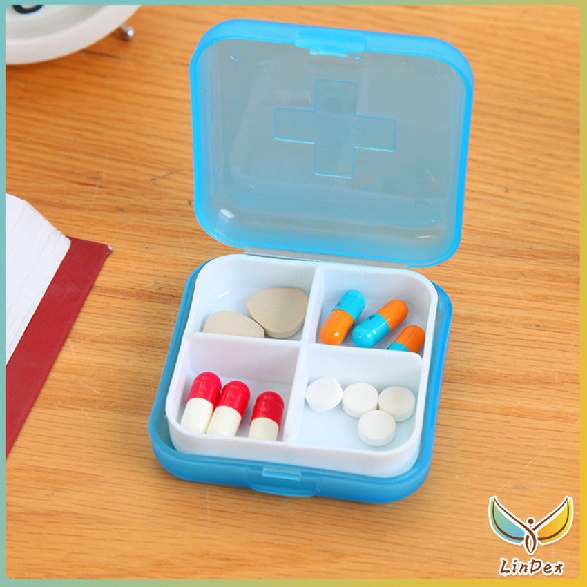 LD 4 Slot Medicine Box Mini Storage Box Colourful Family First Aid Drug ...