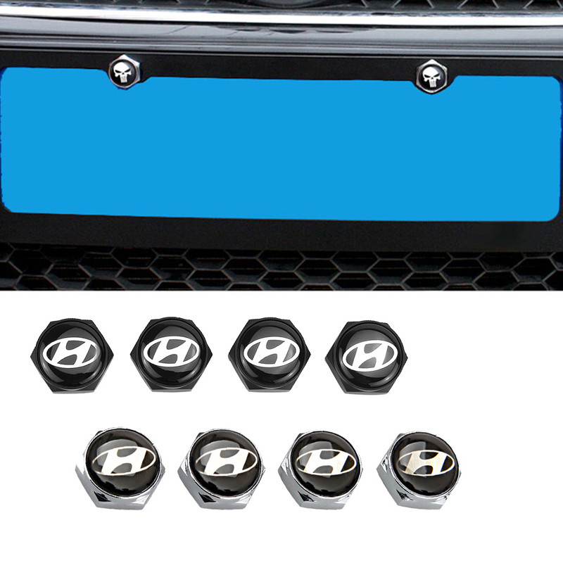 Car Badge License Plate Bolts Chrome Screws Nuts for Hyundai Accent ...