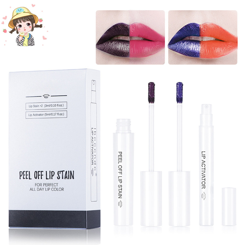 2 Colors Long Lasting Peel Off Lip Stain Kit Lips Tattoo Waterproof ...