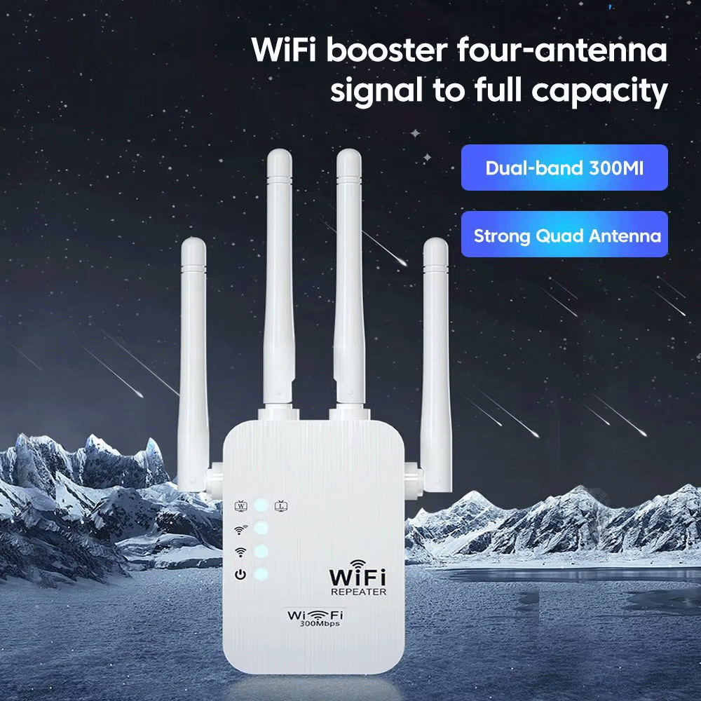 WIFI Booster 1200M 4 Antenna Home Signal Amplifier Wireless Repeater ...