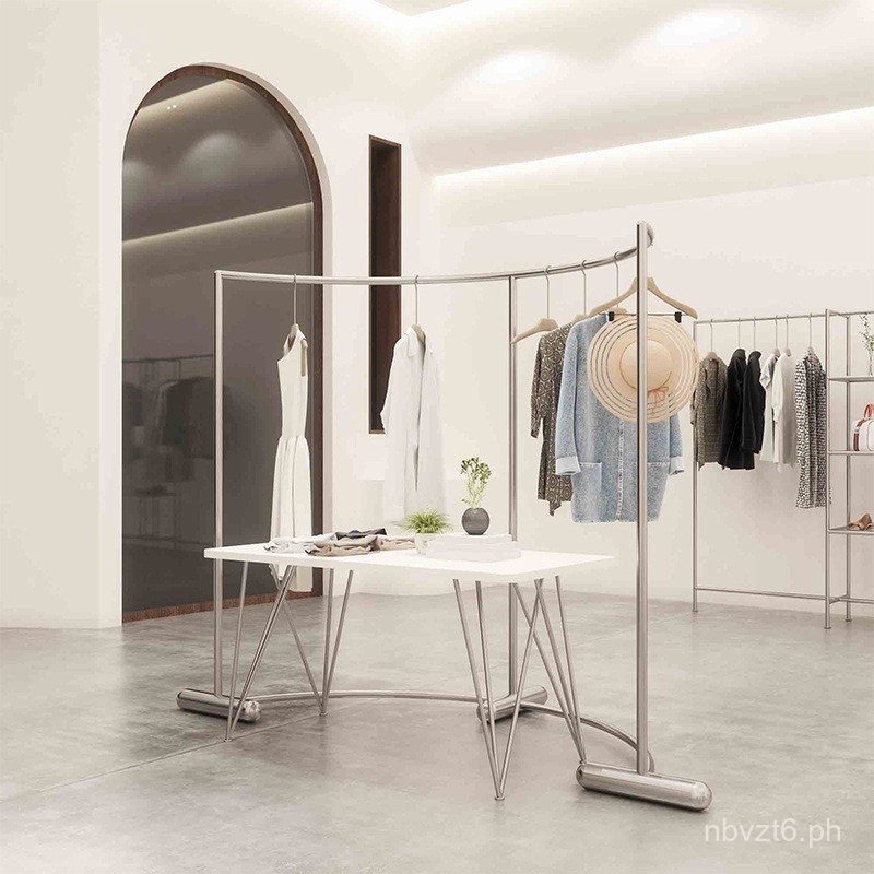 Clothing Store Display Rack Creative Curved Stainless Steel Floor ...