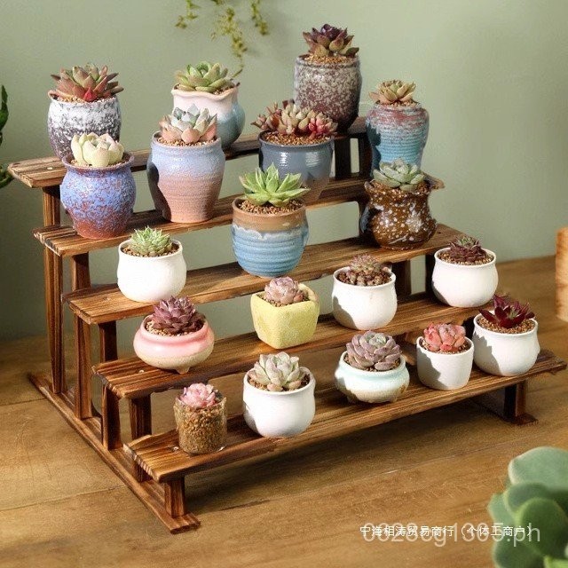 Desktop Retro Multi-layer Succulent Balcony Flower Stand Display Rack ...