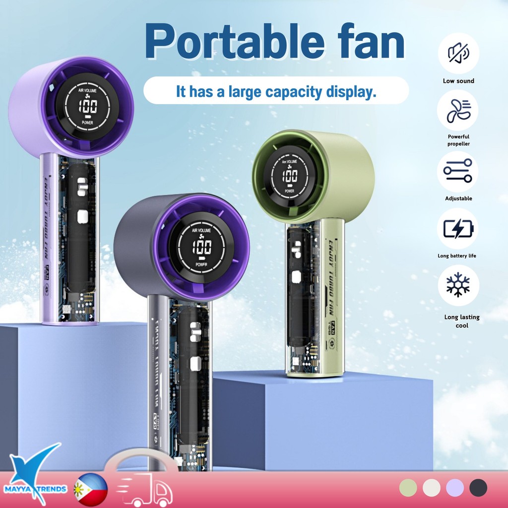 High Speed Handheld Fan Cooling Fan 100 Gear Speed Adjustable Turbo Fan ...