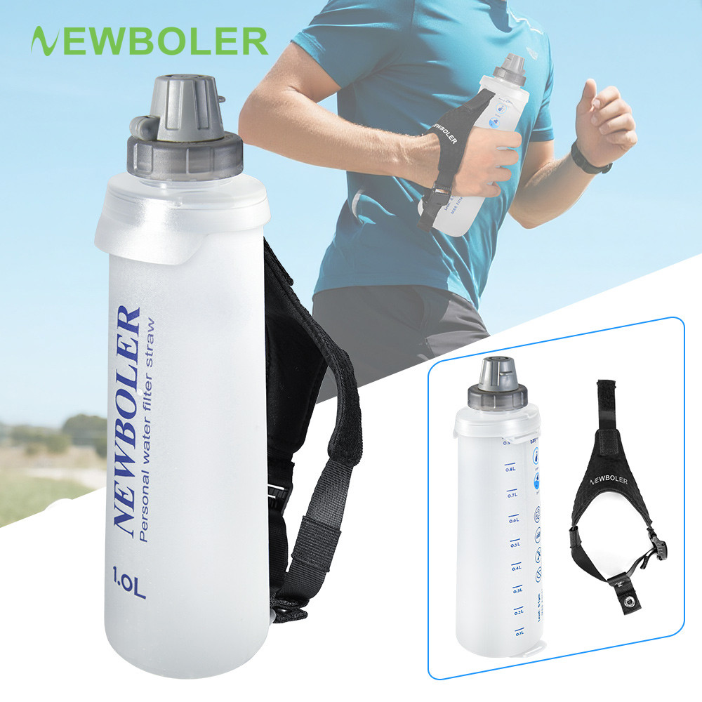 NEWBOLER 1L TPU Running Handheld Water Bottle Sports Soft Flask For ...