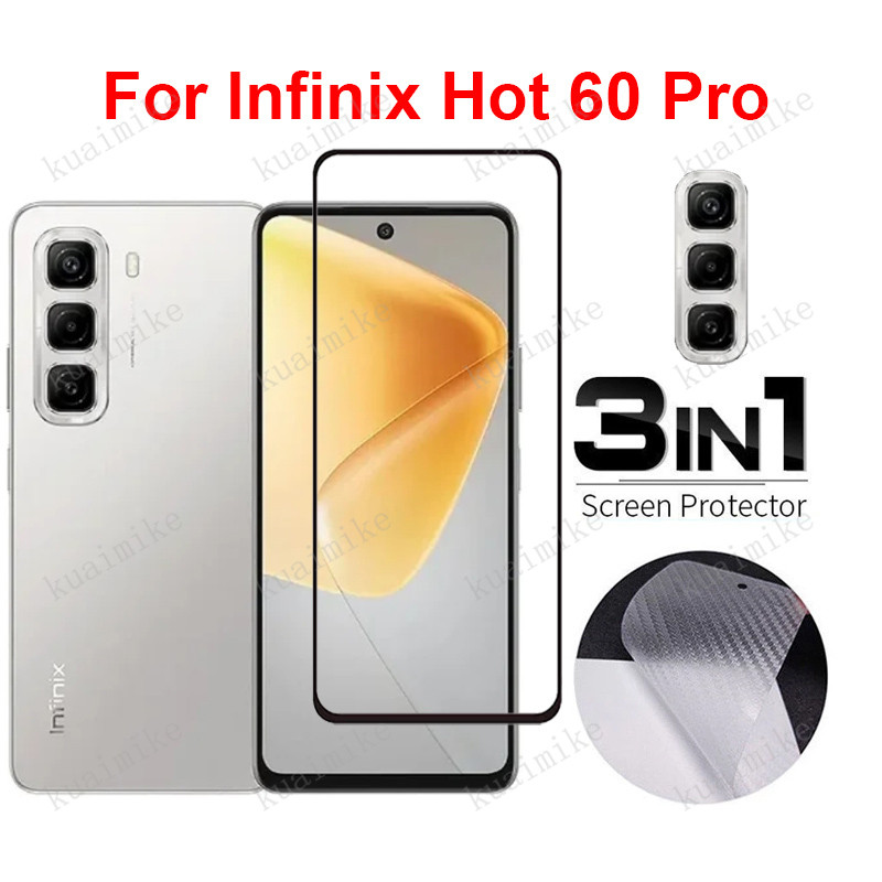 Infinix Hot 60 Pro Tempered Glass 3 in 1 Screen Protector for Infinix ...