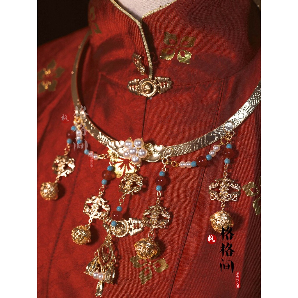 Grid Room Golden Ling Hanfu Accessories Ming Made Wedding Collar ...