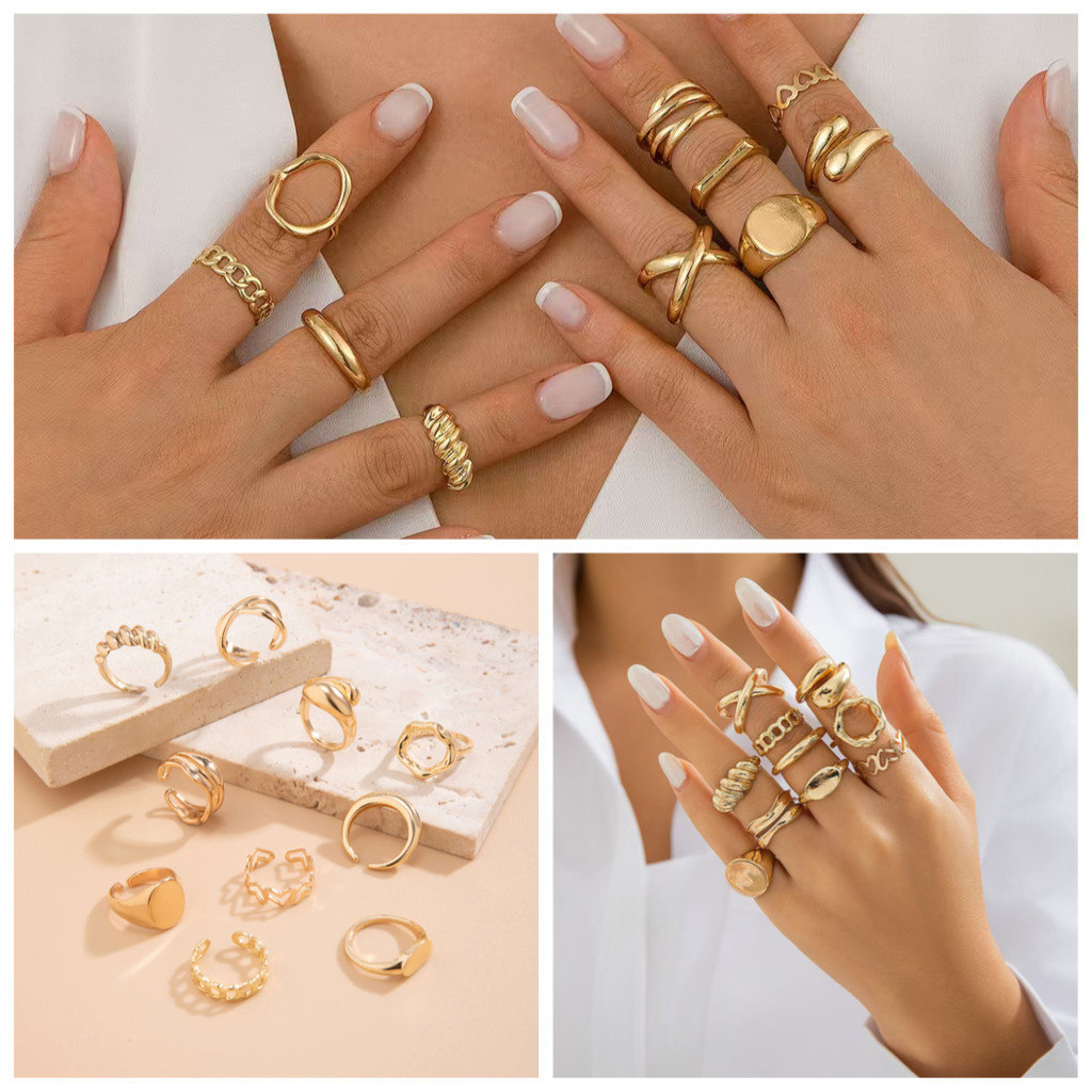 Stackable Circular/heart-shaped/hug Ring with Metallic Texture and ...