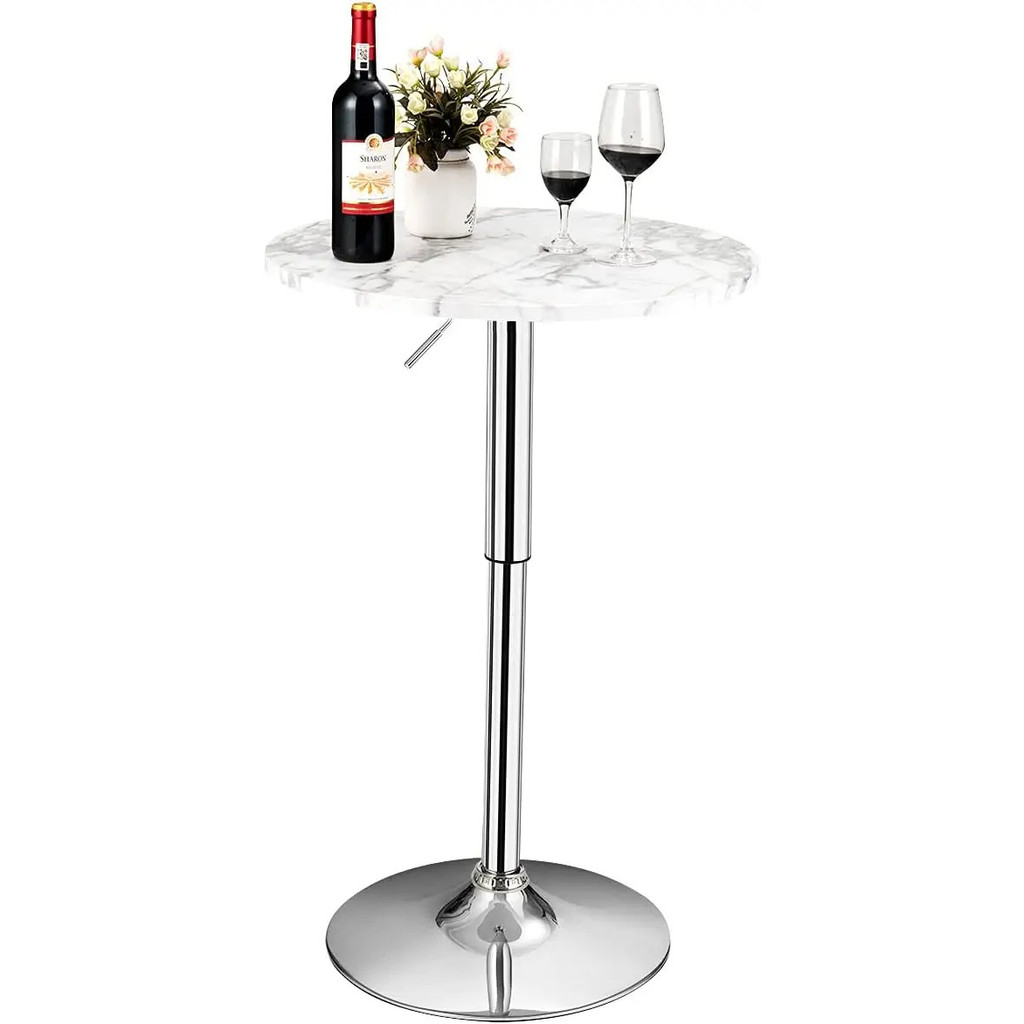 Byroce Round Bar Table, Cocktail Table Height Adjustable With 360 ...