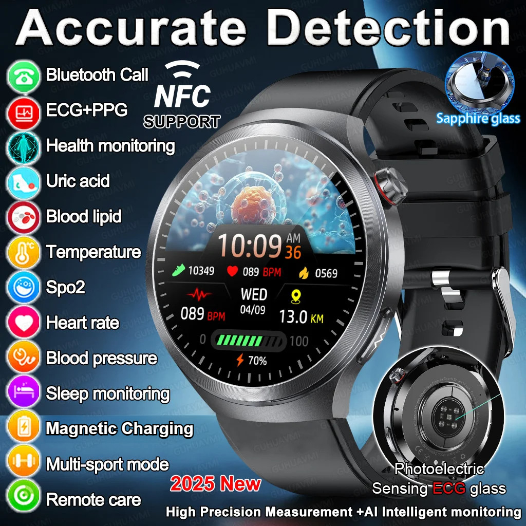 ECG+PPG Smart Watch Lipids Uric Acid Blood Pressure Health Watch Men ...