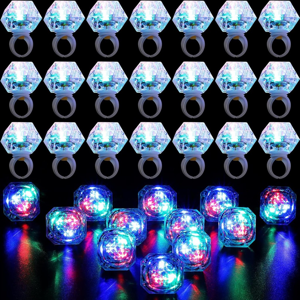 Vicenpal 50 Pack Flashing LED Light up Rings Operation Christmas ...