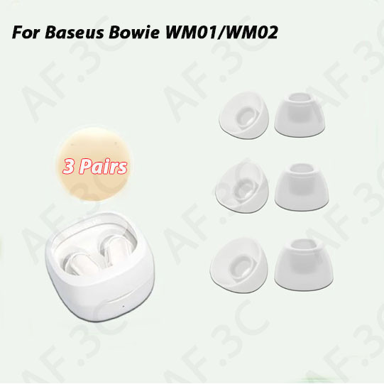 3 Pairs Replacement Ear Tips for Baseus Bowie WM01/WM02 Bluetooth ...