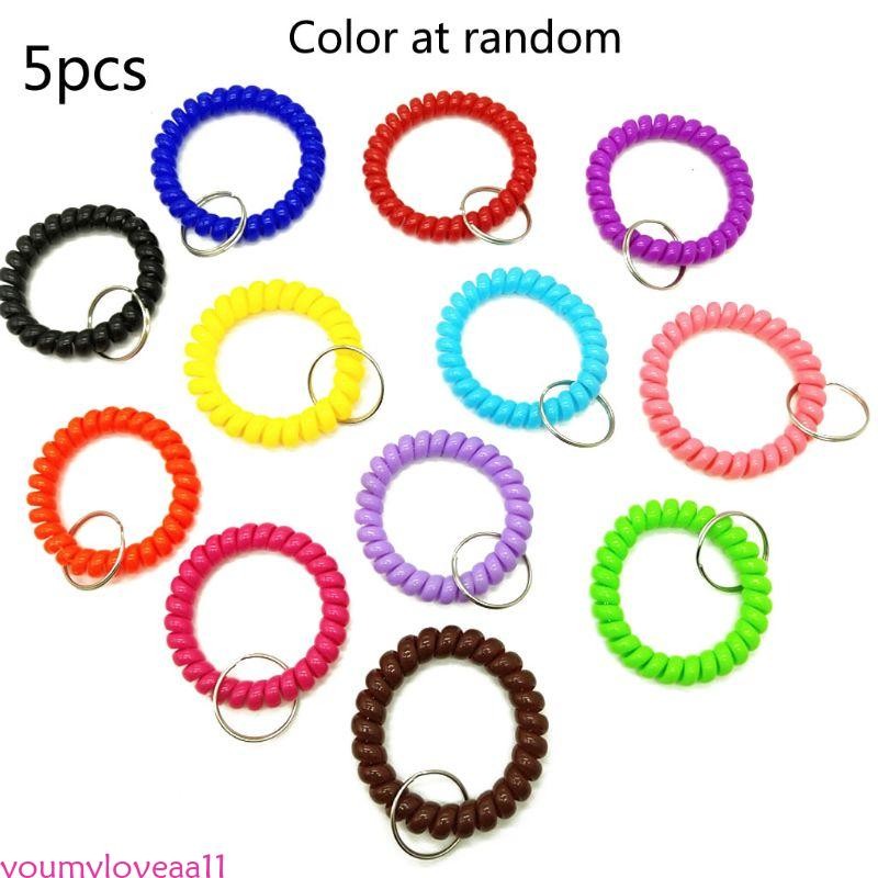 youmyloveaa Pack of 5 Wrist Keychain Plastic Spring Flexible Spiral ...