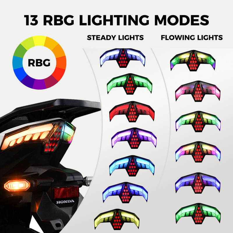 HONDA Click LED Tail Light for 125/150 V3 RGB 13 Modes Motorcycle ...