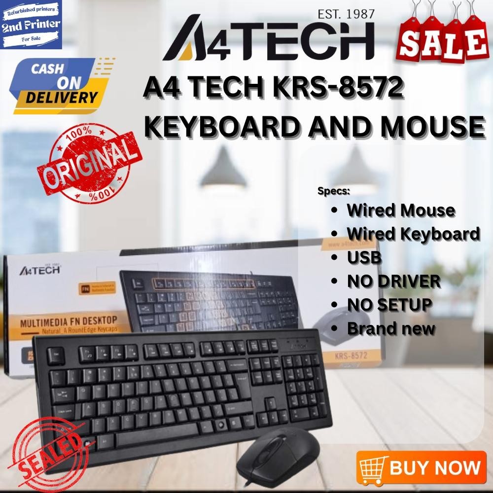 A4Tech KRS-8572 WIRED USB Keyboard and Mouse Combo Kit (2nd Printer) | Shopee Philippines