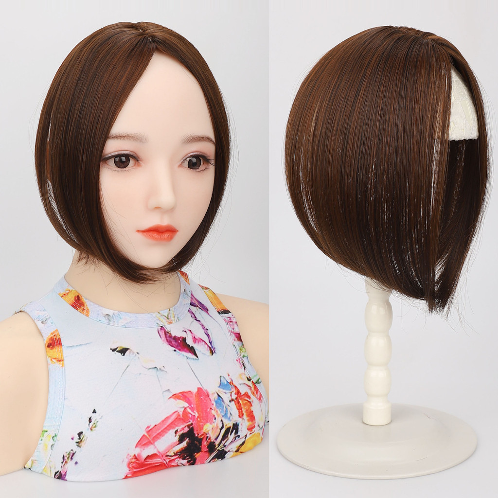 3D Bangs Hair Extension Mid Split Bob Wig with Long Bangs Top Wig | Shopee Philippines