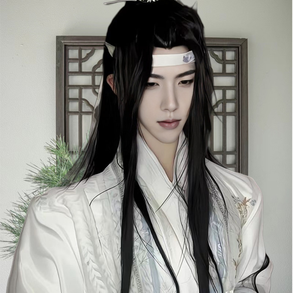 Lan Wangji cos Long Straight Hair Magic Dao Patriarch Ancient Costume ...