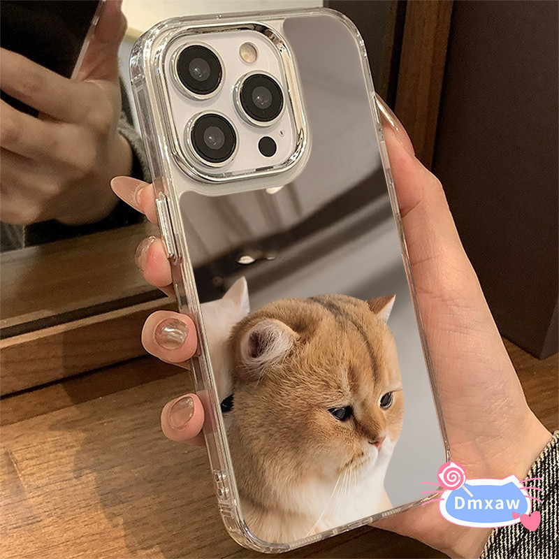 Cute Cat Mirror Phone Case For Samsung Galaxy S24 S23 S22 S21 Plus Note ...