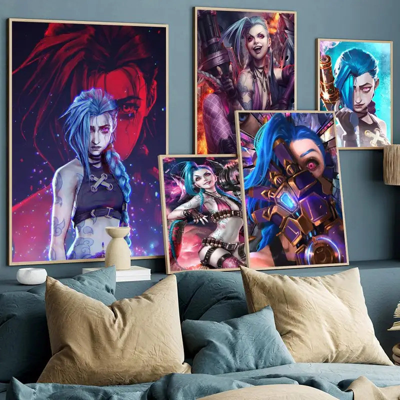 Cartoon Anime Game Arcane L LOL Jinx Main Art Movie Posters Extravagant ...
