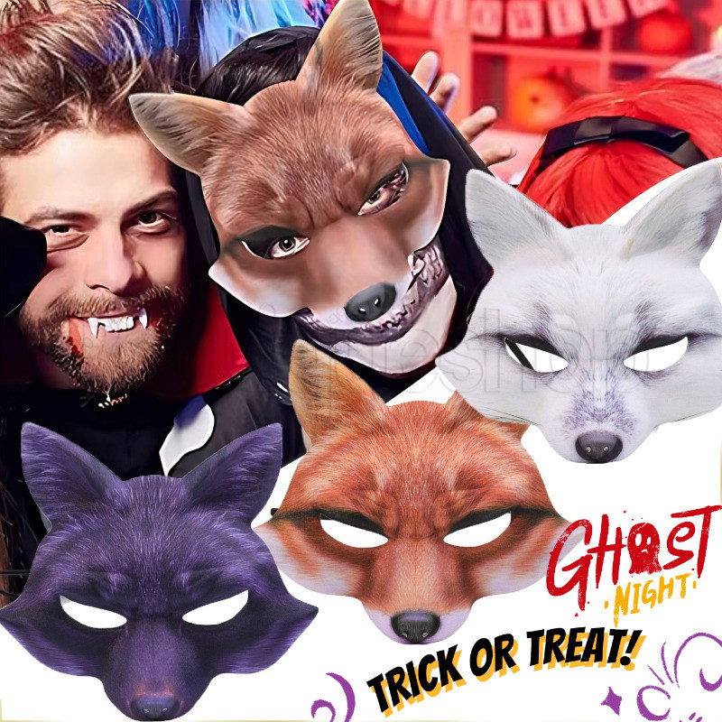 [ Featured ] Halloween Party Fox Mask - Half Face Animal Masks ...