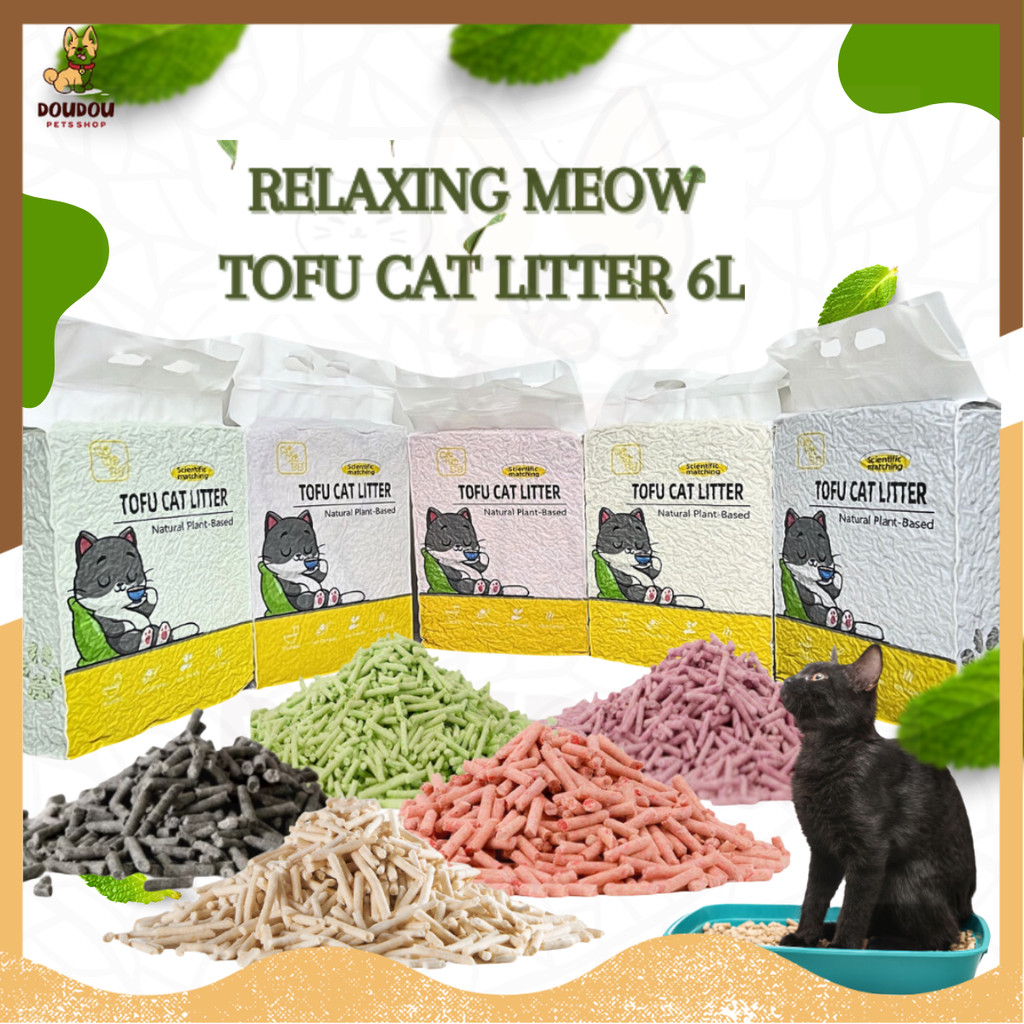 Relaxing Meow Tofu Cat Litter 6L Made Natural Plant- Based Tofu Cat ...